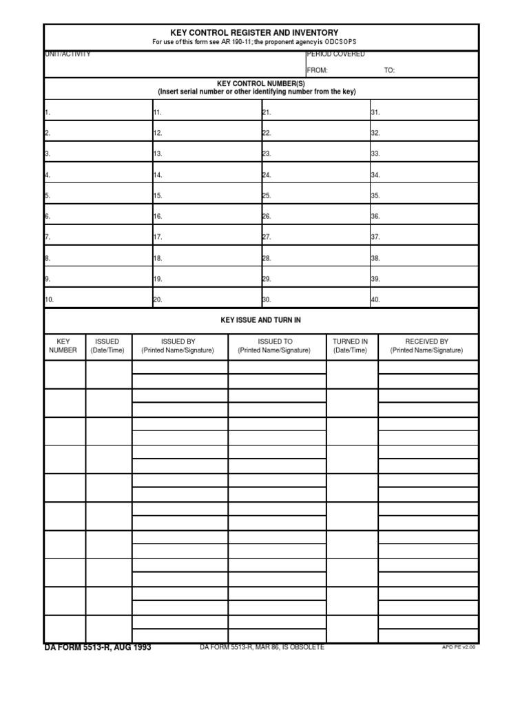 DA FORM 5513-R, AUG 1993 - Page 1 of 2 | PDF