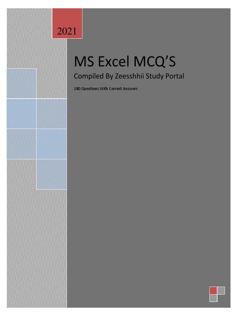 MS Excel MCQS by Zeesshhii Study Portal | PDF | Microsoft Excel ...