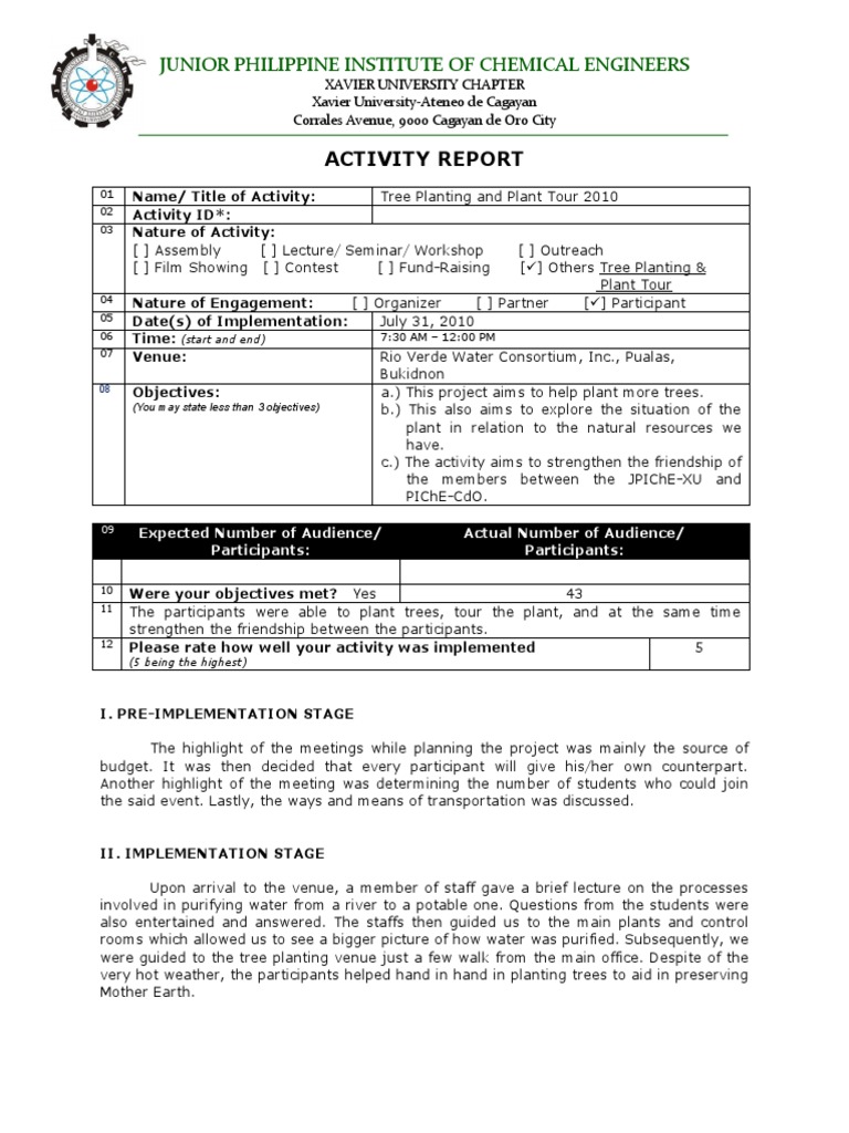 Tree Planting & Plant Tour Activity Report | PDF