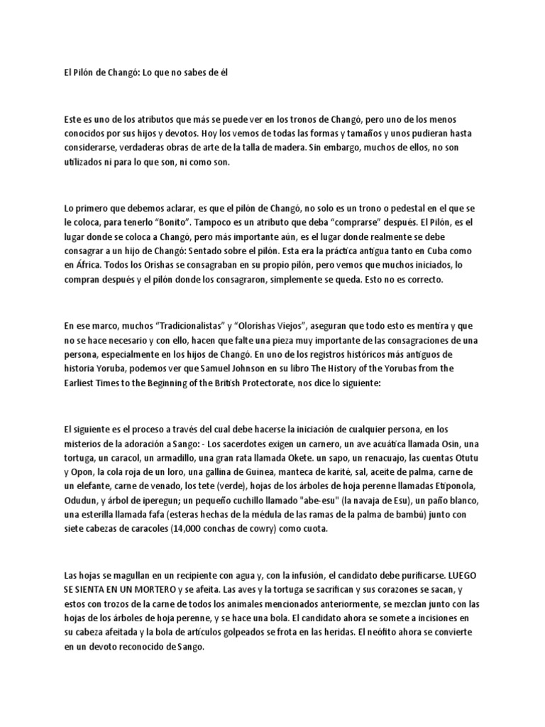 El Pilón de Chango y Idosu | PDF | Religión y creencia
