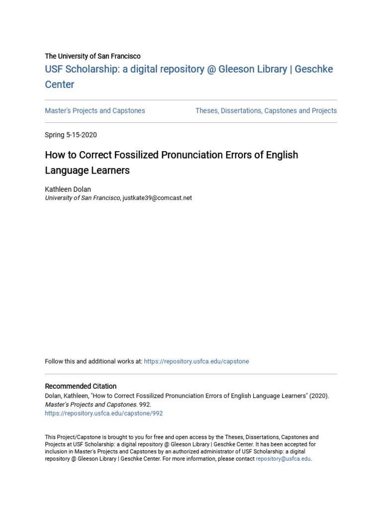 How To Correct Fossilized Pronunciation Errors of English Languag | PDF | Second Language ...