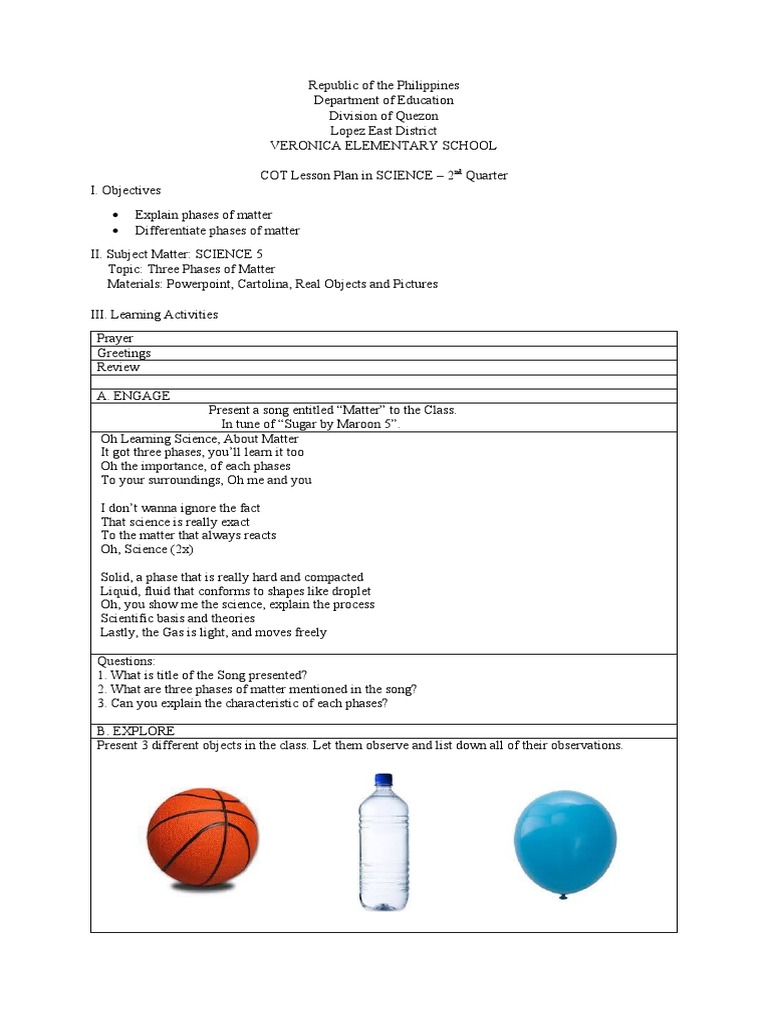 Three Phases of Matter Lesson for Elementary Students | PDF
