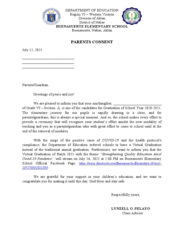 Virtual Graduation Consent Form | PDF | Informed Consent | Business
