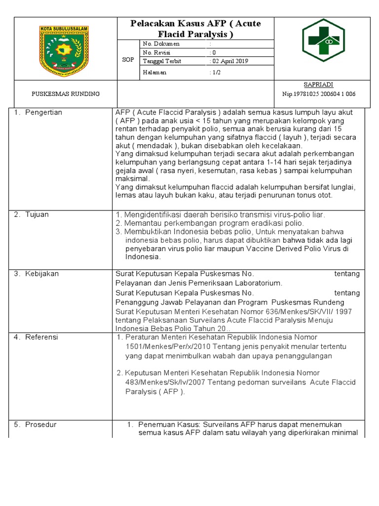 Sop Pelacakan Kasus AFP | PDF