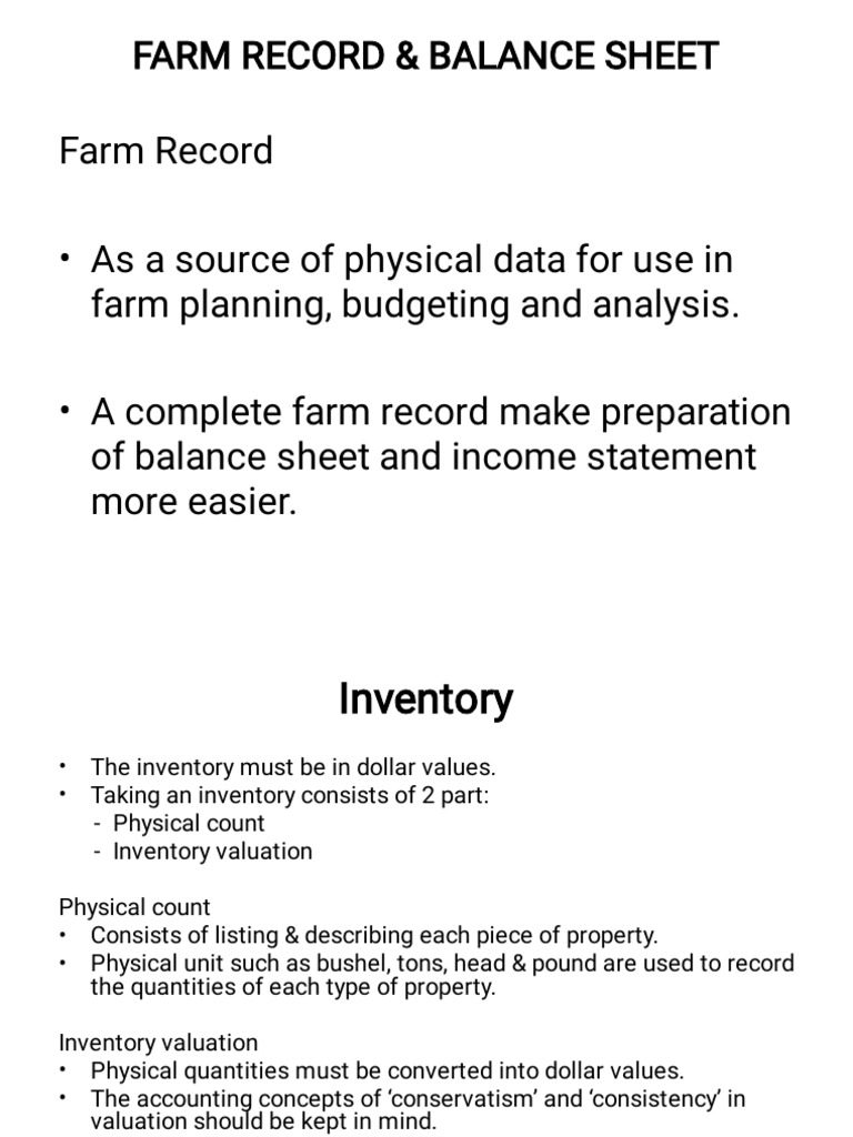 Farm Record & Balance Sheet | PDF | Depreciation | Equity (Finance)