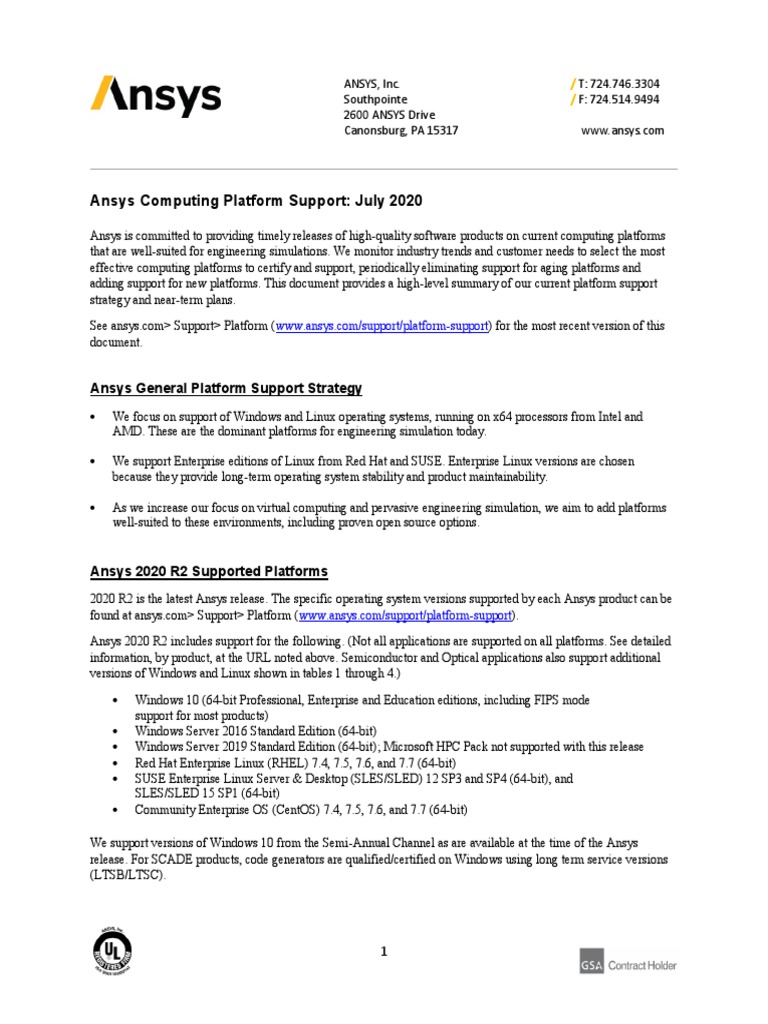Ansys Platform Support Roadmap | PDF | Microsoft Windows | Linux