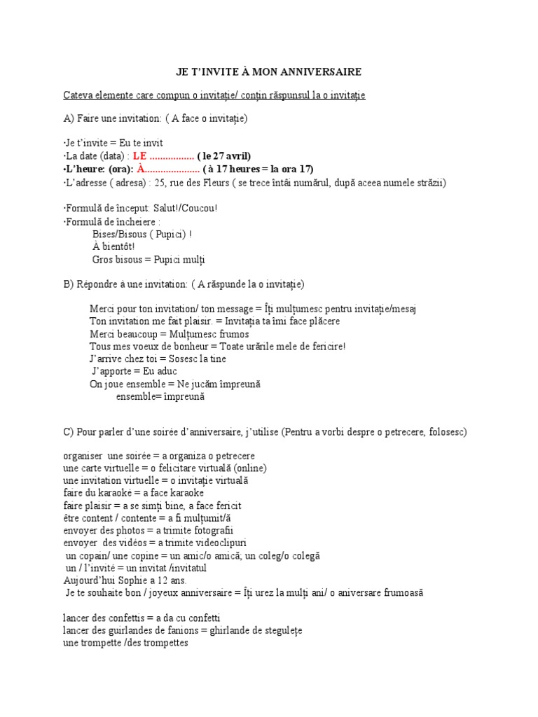 Je T'invite A Mon Anniversaire | PDF