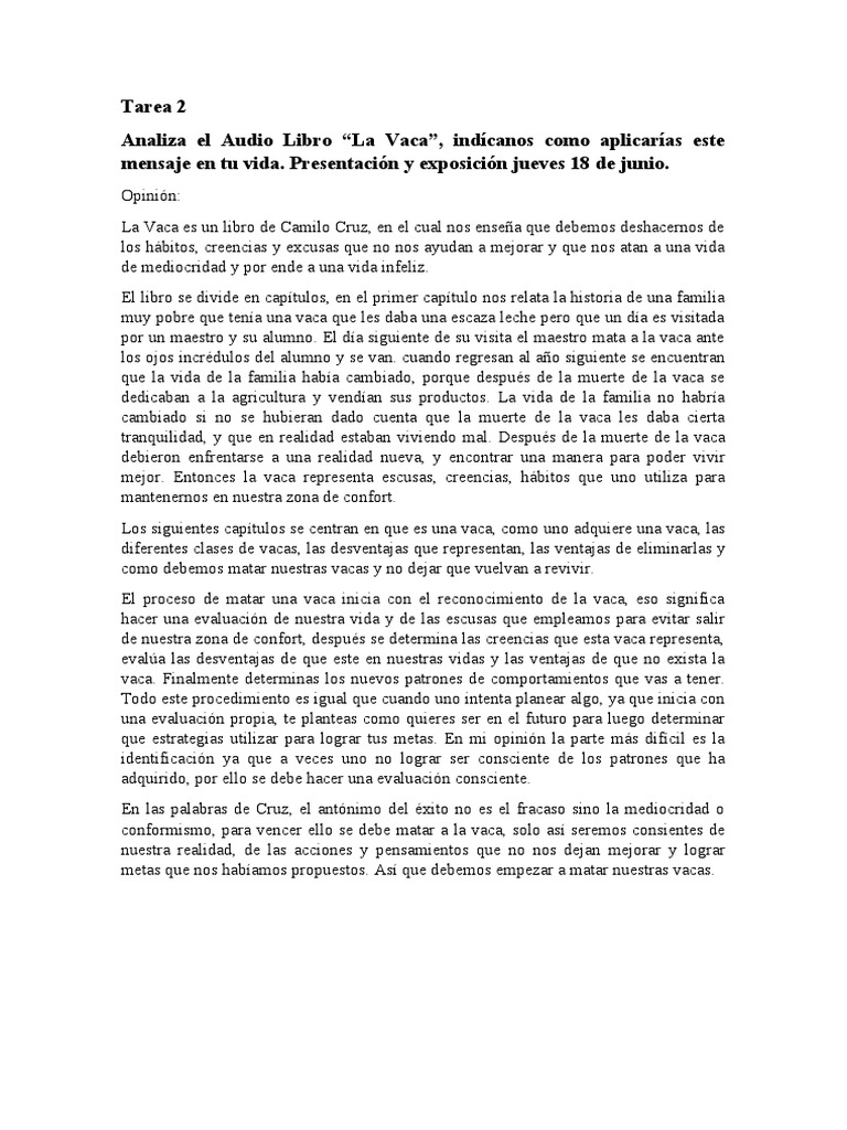 Tarea 2 - La Vaca | PDF | Vacas | Science