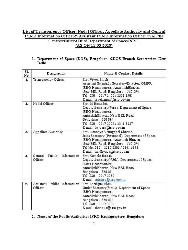DOS RTI Officers | PDF | Astronautics | Space Research