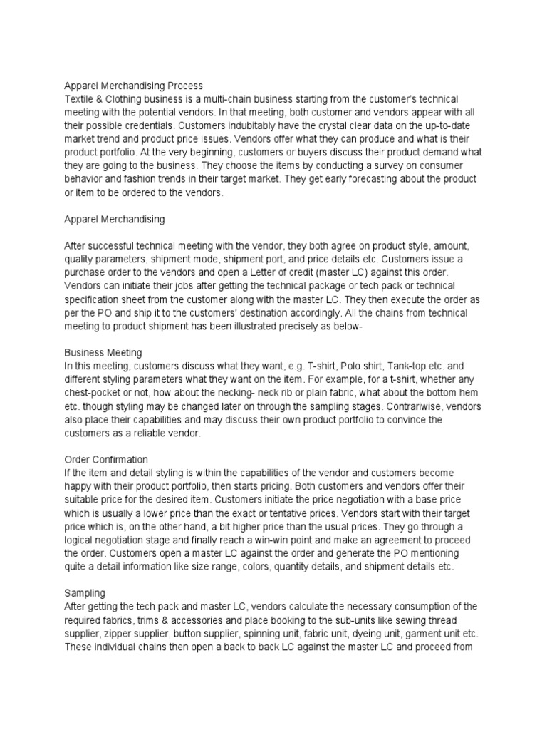 Apparel Merchandising Process | PDF | Textile And Clothing | Economies