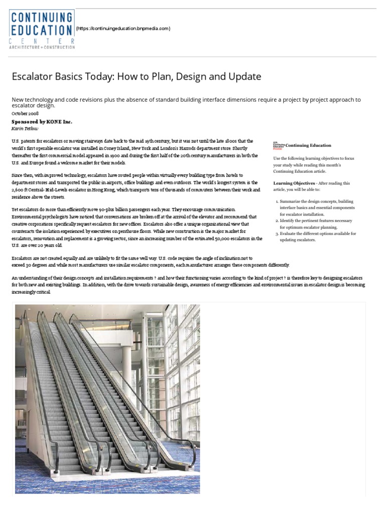 Escalator Basics Today: How To Plan, Design and Update | PDF ...