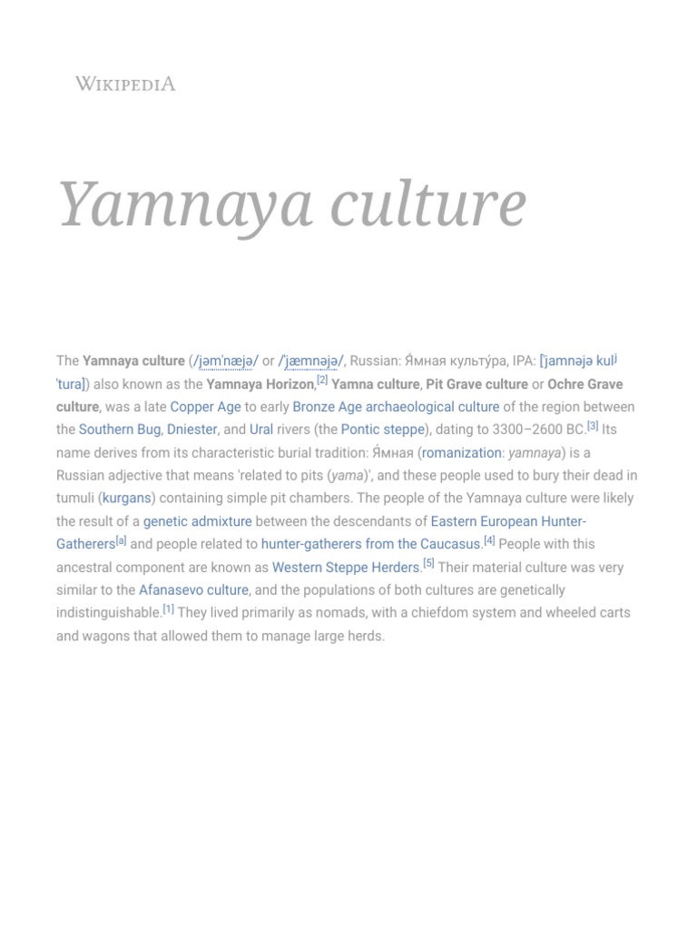 Overview of Yamnaya Culture | PDF | Archaeology | Science