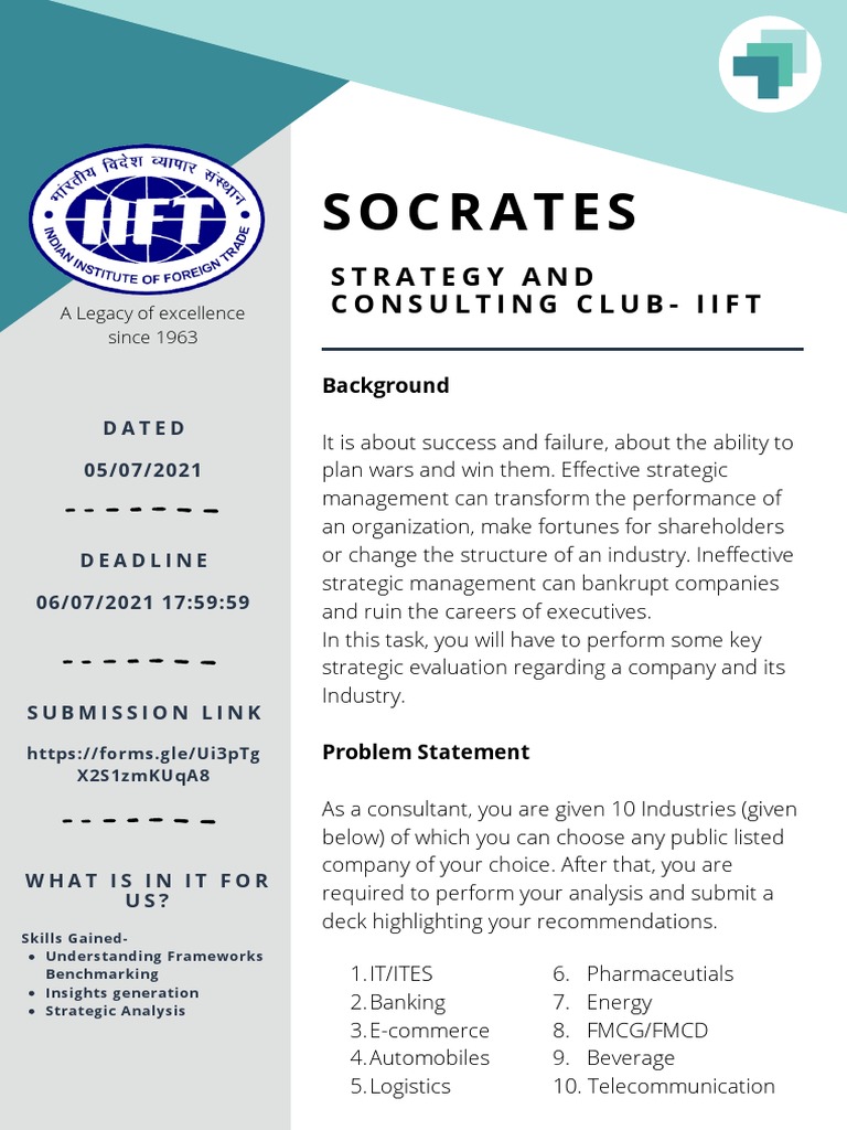 Socrates: Strategy and Consulting Club-Iift | PDF | Economies | Business