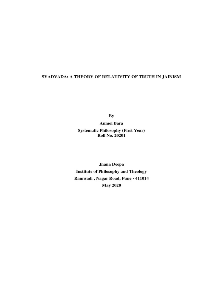 Syadvada: Jainism's Relativity of Truth | PDF | Philosophical Theories ...
