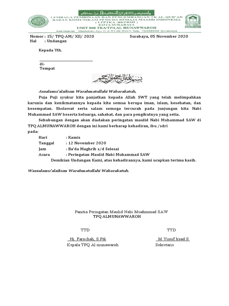 Undangan Maulid Nabi | PDF