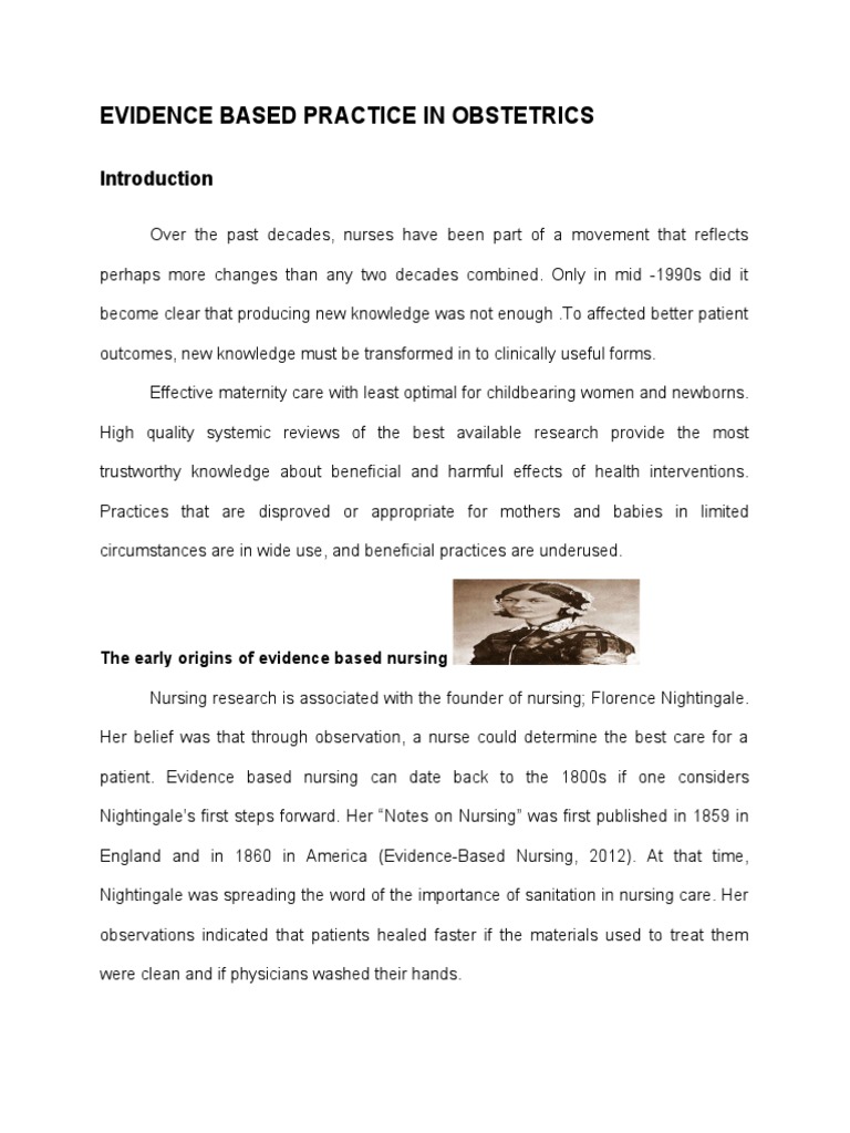 Evidence Based Practice in Obstetrics | PDF | Childbirth | Evidence ...