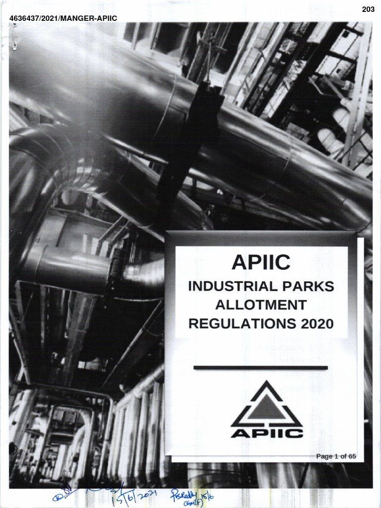 Apiic: Industrial Parks Allotment Regulations | PDF | Partnership | Cost