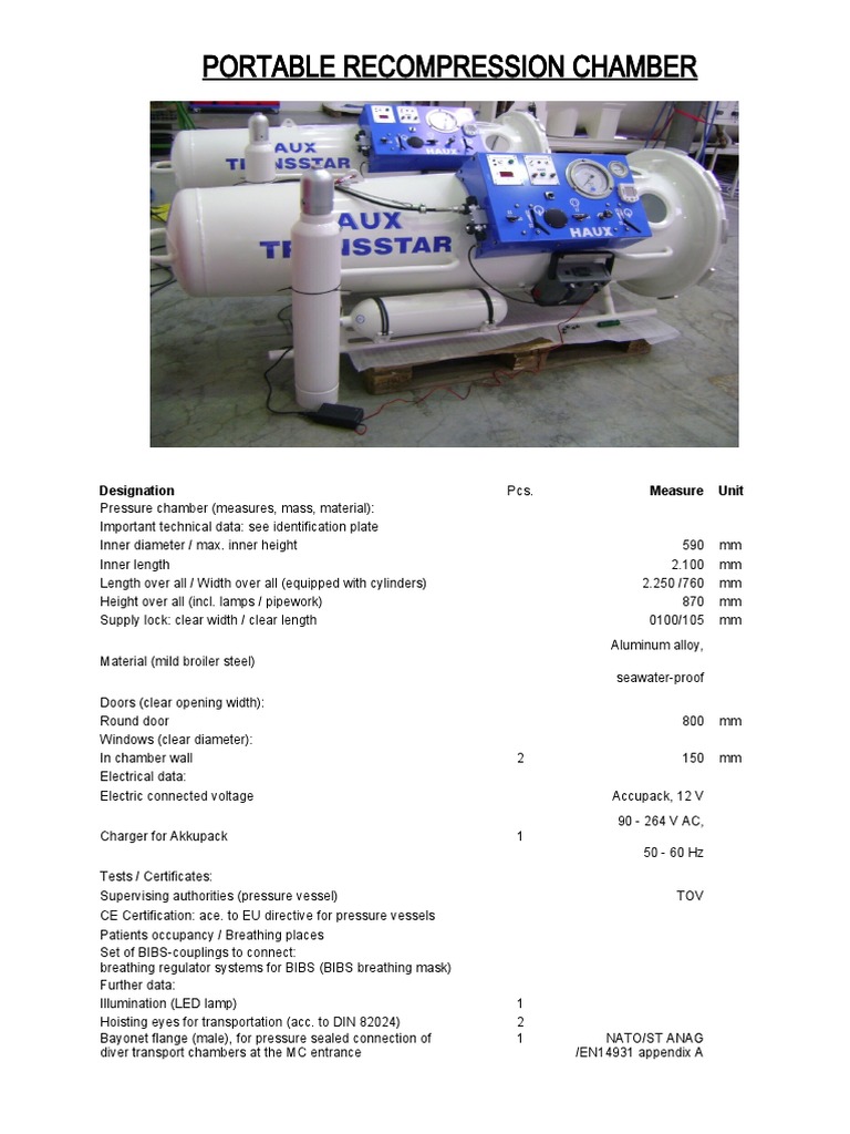 Portable Decompression Chamber | PDF | Diving Equipment | Underwater Diving