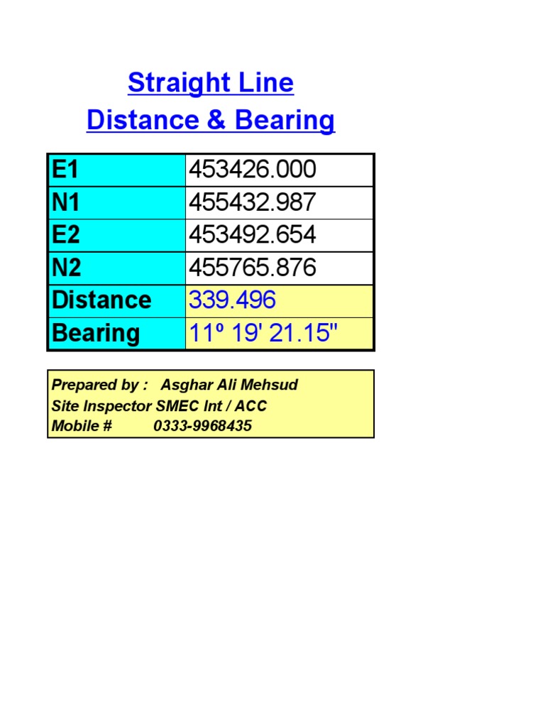 Straight Line Distance & Bearing | PDF