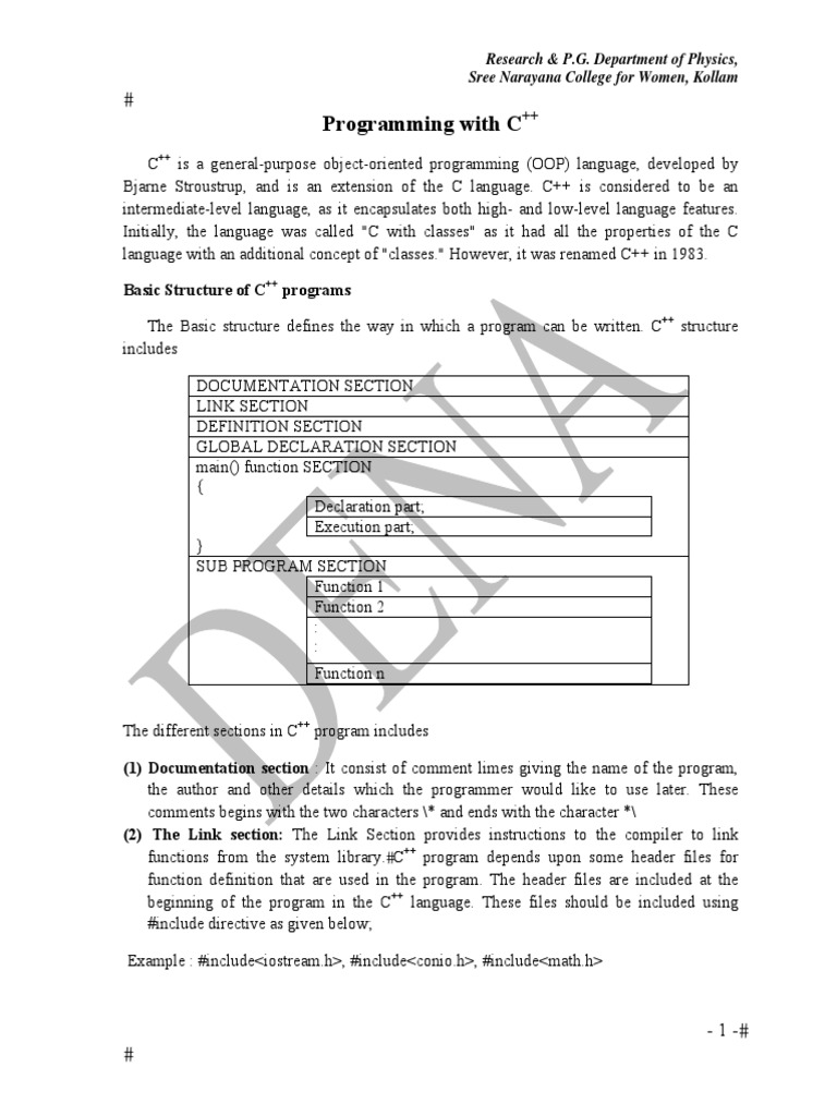 01 - Basics of C | PDF | C++ | Subroutine
