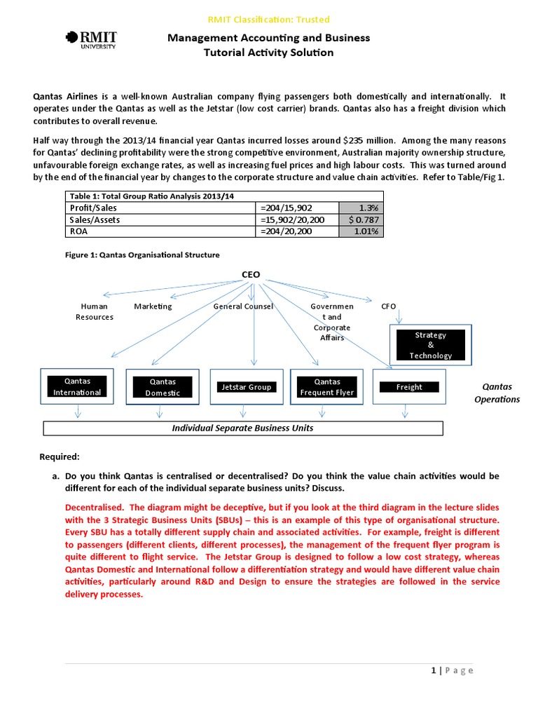 Qantas Organizational Structure Analysis | PDF | Chief Financial ...