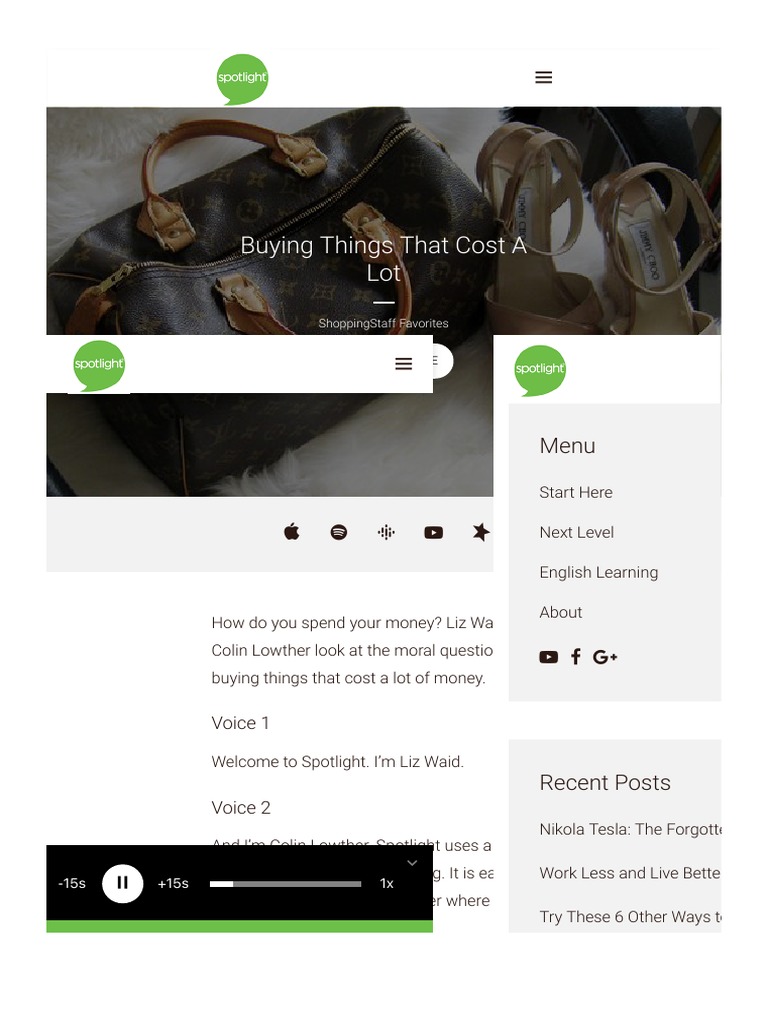 Buying Things That Cost A Lot - Spotlight English | PDF | Luxury Goods ...