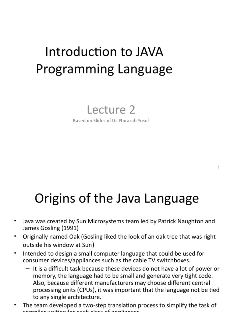 Lec2-Introduction To JAVA | PDF | Java Virtual Machine | Java (Programming Language)