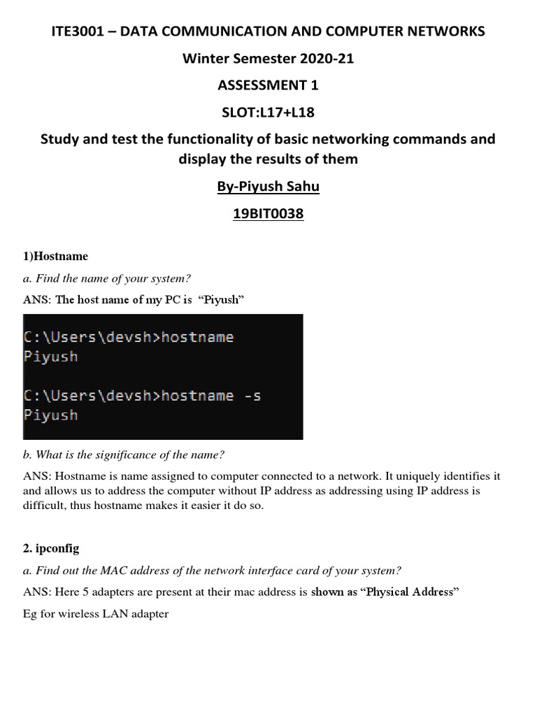 Assignment 1 | PDF | Port (Computer Networking) | Computer Network