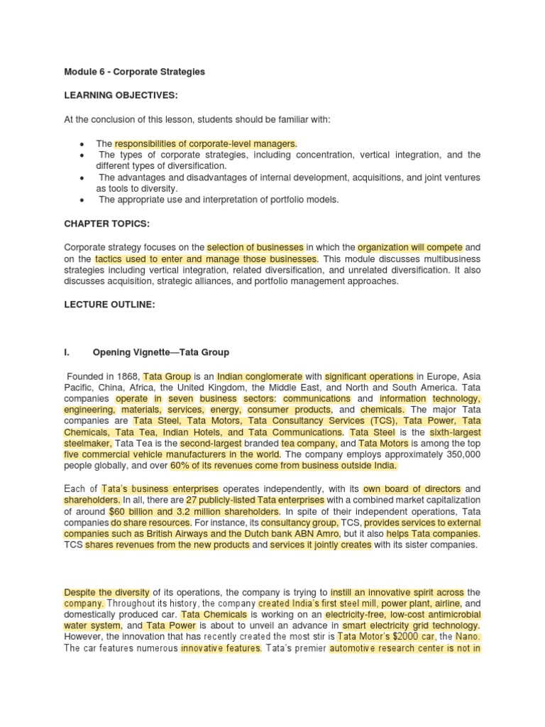 SBA-Module 6 | PDF | Strategic Management | Mergers And Acquisitions
