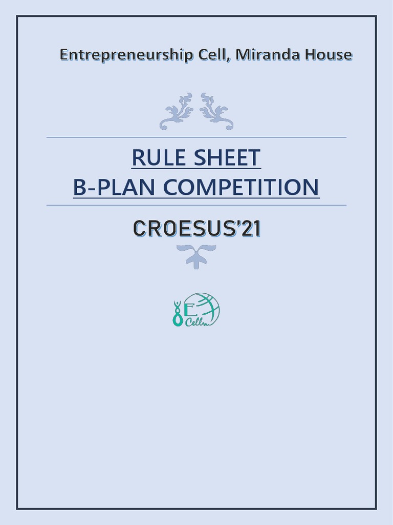Rule Sheet B-Plan Competition | PDF | Business | Business Economics