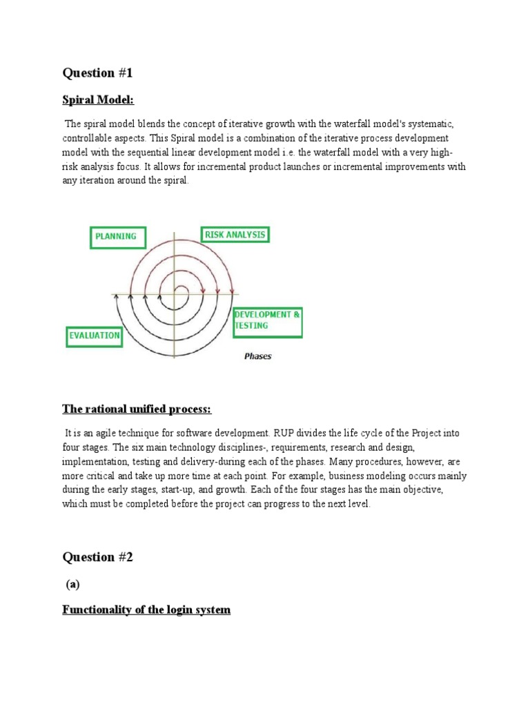 Question #1: Spiral Model | PDF | Software Development | Information Technology Management