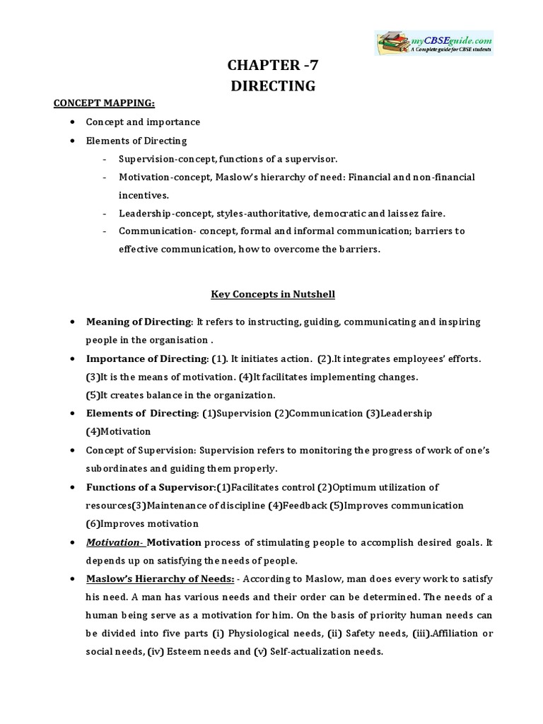Chapter - 7 Directing: Motivation-Motivation Process of Stimulating ...