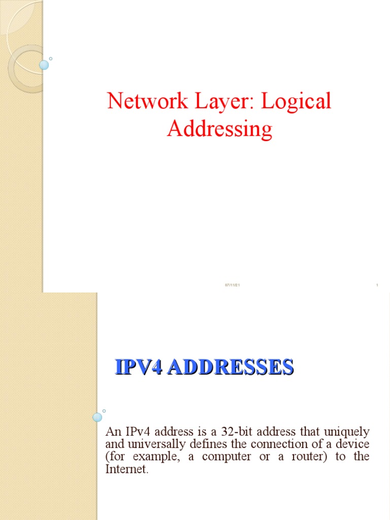 IPv4 Addressing: Logical Network Layer Addressing | PDF | Ip Address | Computer Network