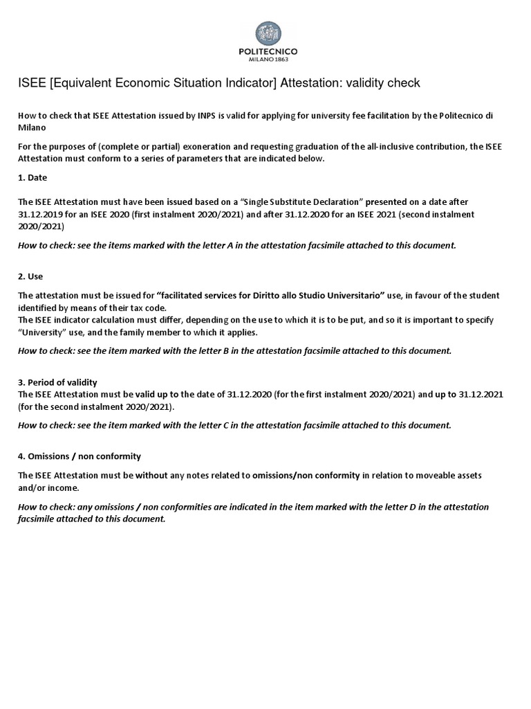 Attestazione ISEE 2020 2021 English | PDF | Government Finances | Taxes