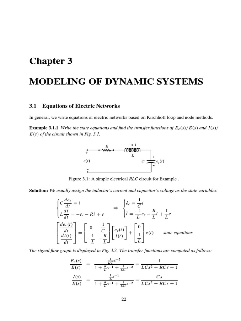 Modeling of Dynamic Systems: 3.1 Equations of Electric Networks | PDF ...