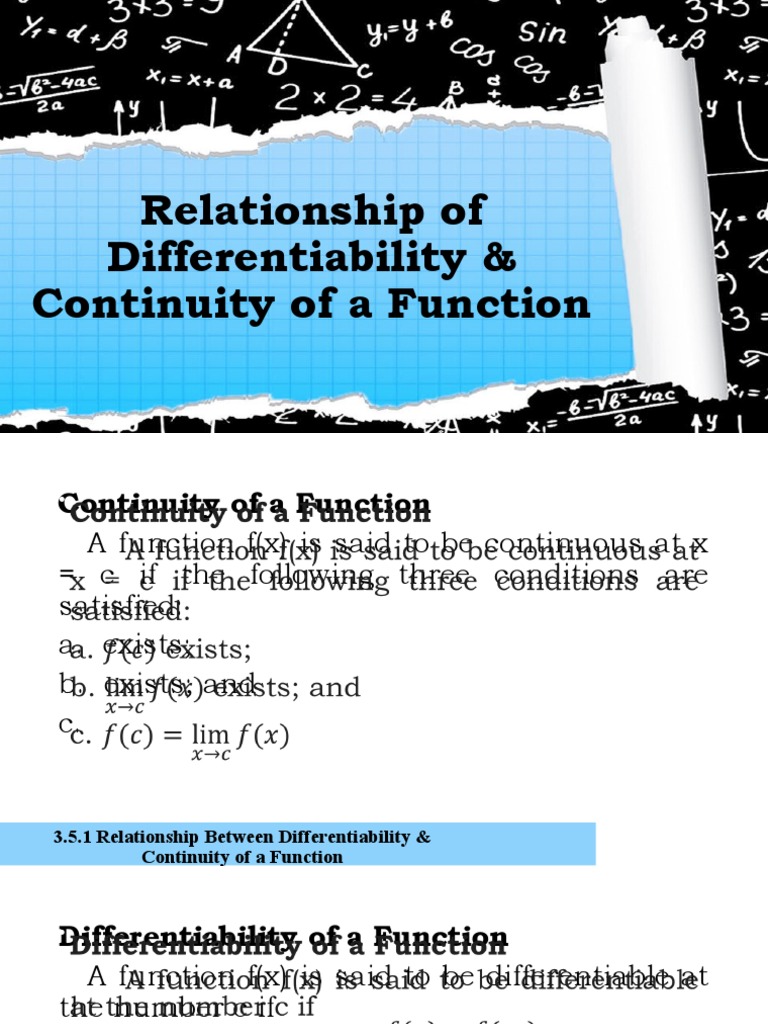 3.5 Relationship Between Differentiability and Continuity, and Differentiation Rules | PDF ...