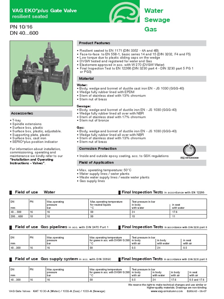 Water Sewage Gas: Plus Gate Valve | PDF | Valve | Stainless Steel