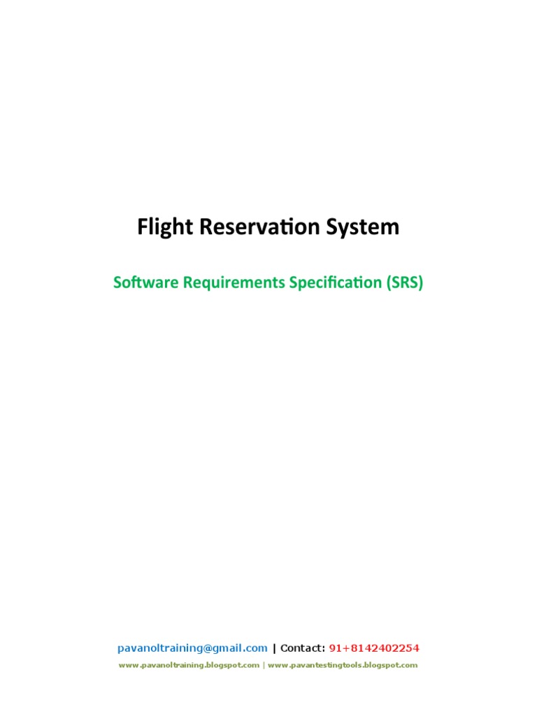 Flight Reservation System: Software Requirements Specification (SRS) | PDF | Graphical User ...