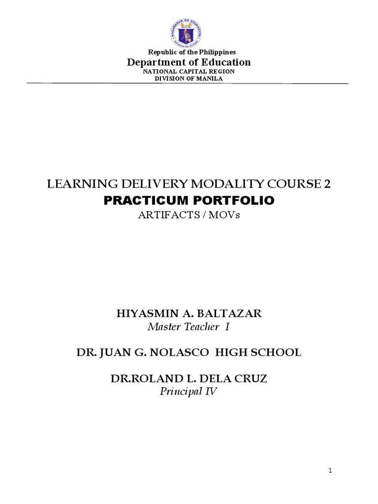 Learning Delivery Modality Course 2: Practicum Portfolio | PDF | Educational Assessment ...