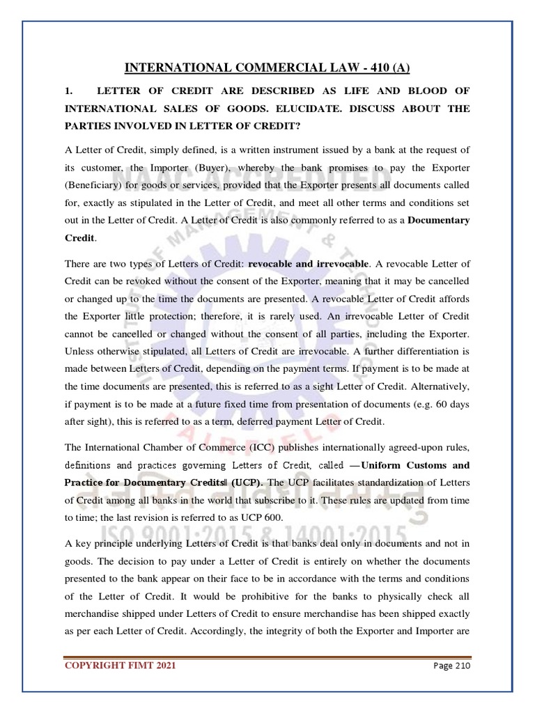 ICL Field | PDF | Letter Of Credit | Bill Of Lading