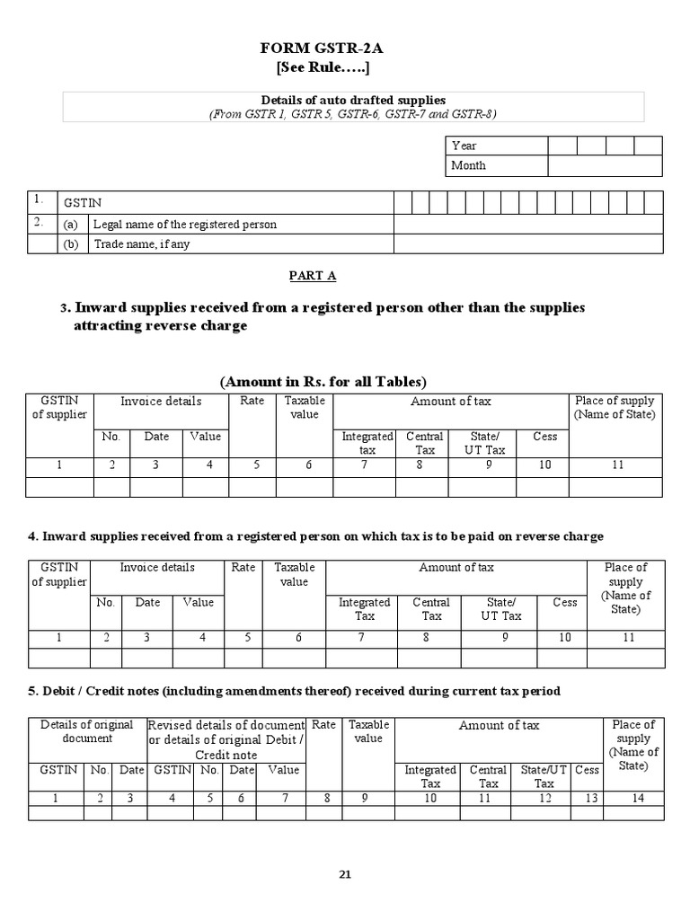 Sample Format Form GSTR 2a | PDF | Invoice | Taxes
