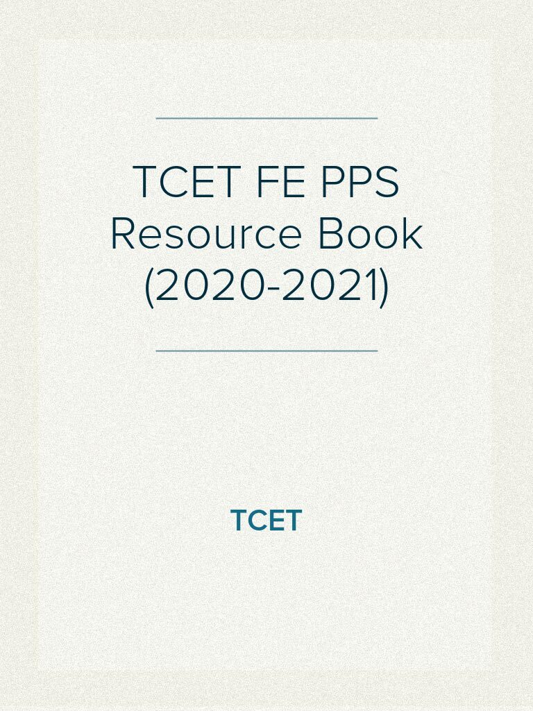 TCET FE PPPS Resource Book (2020-2021) | PDF | Central Processing Unit | Integer (Computer Science)