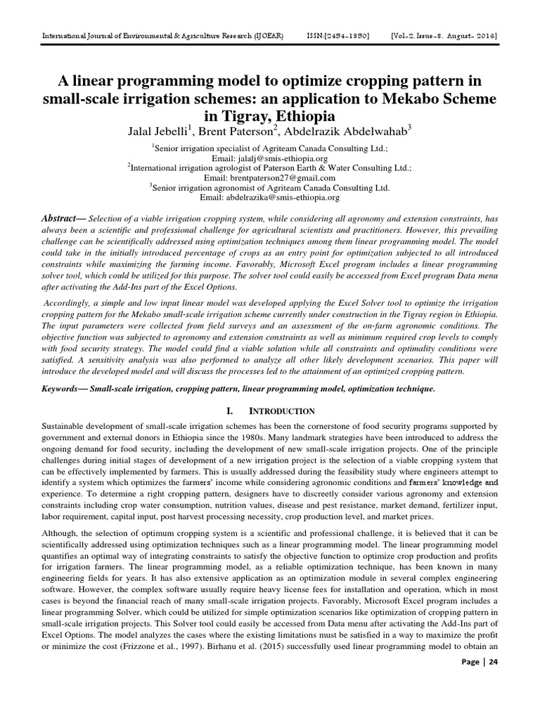 Ijoear Aug 2016 8 | PDF | Mathematical Optimization | Agriculture