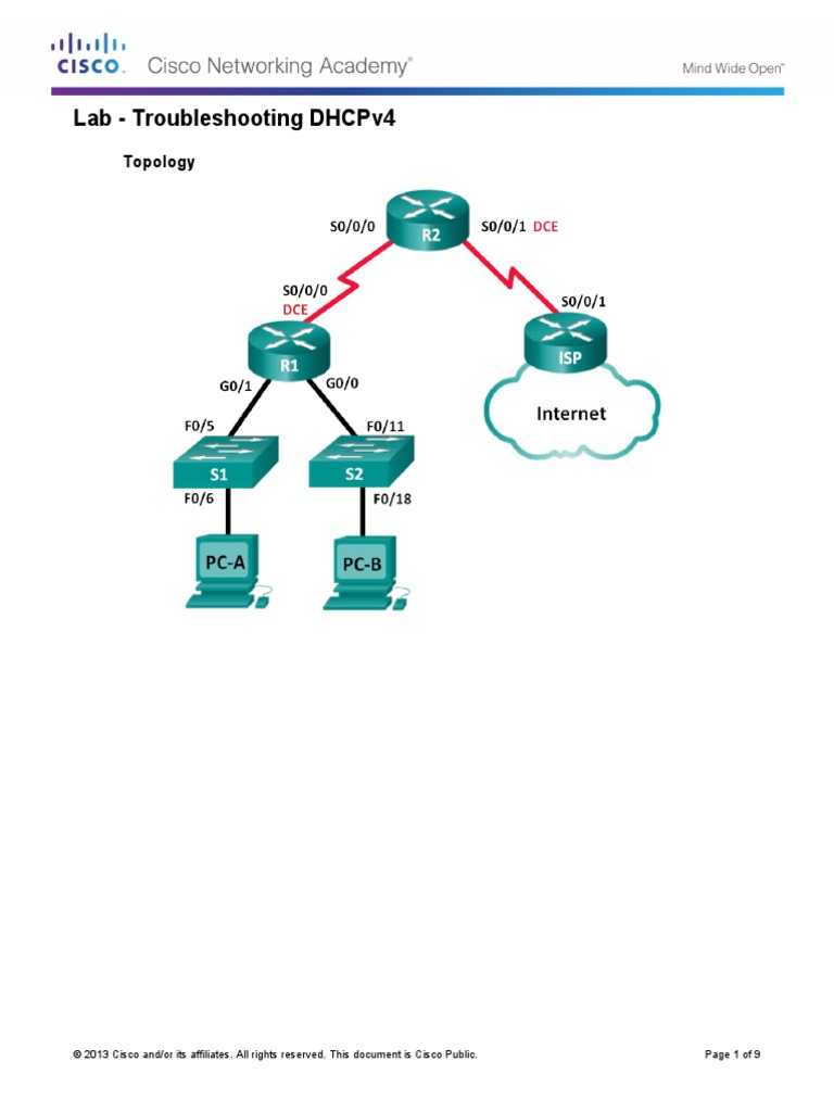 10 1 4 4 Lab Troubleshooting Dhcpv4 Pdf Ip Address Router Computing