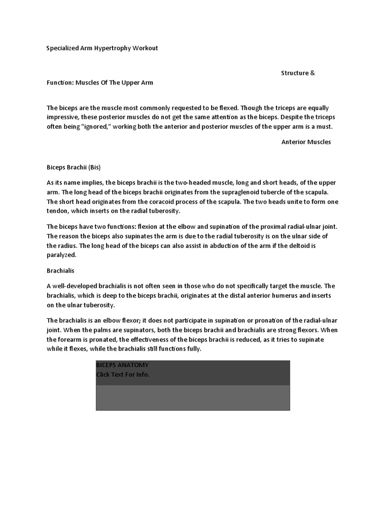 Specialized Arm Hypertrophy Workout Lagging Body Parts | PDF ...