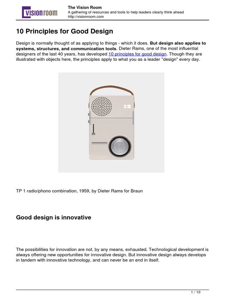 10 Principles For Good Design | PDF | Design | Psychological Concepts