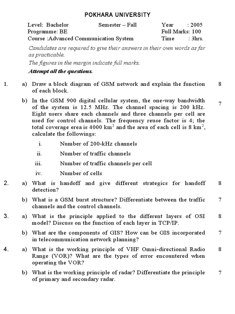 Advanced Communication Systems Exam Guide | PDF | Communications ...