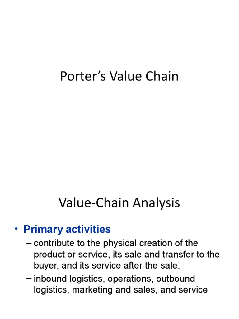 Porter's Value Chain | PDF | Value Chain | Logistics