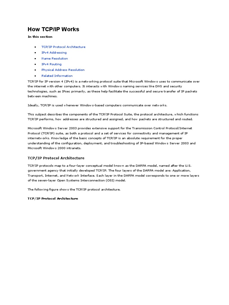 How TCP-IP Works | PDF | Internet Protocols | Internet Protocol Suite