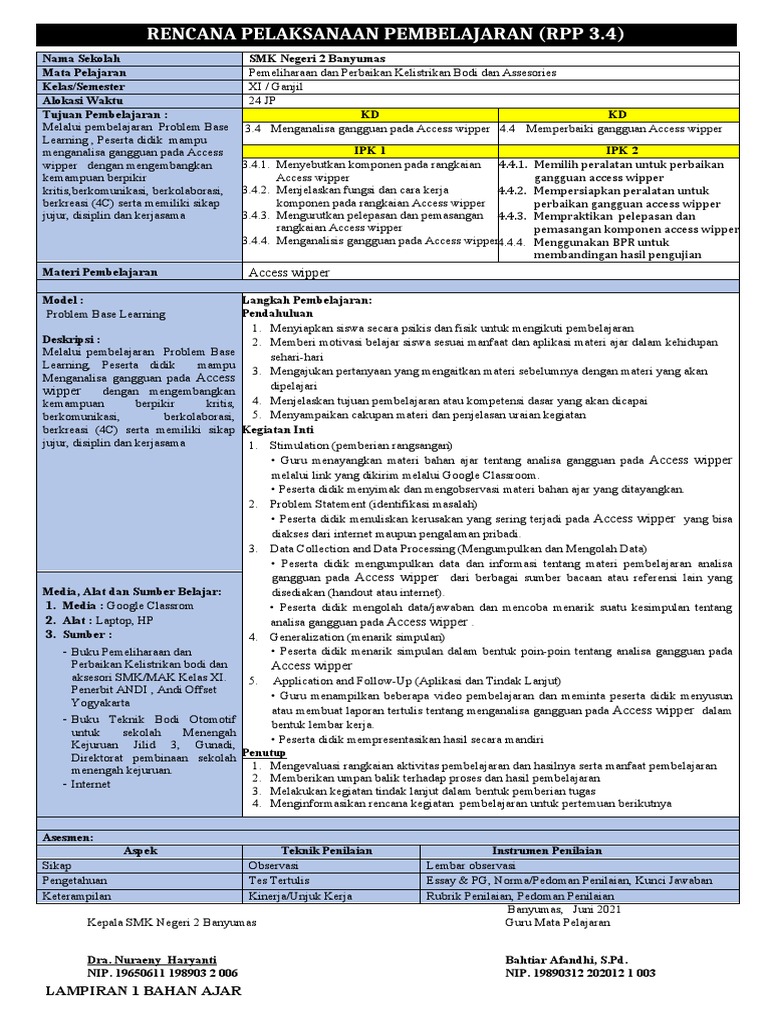 RPP 1 Lembar TBO 3.4 | PDF